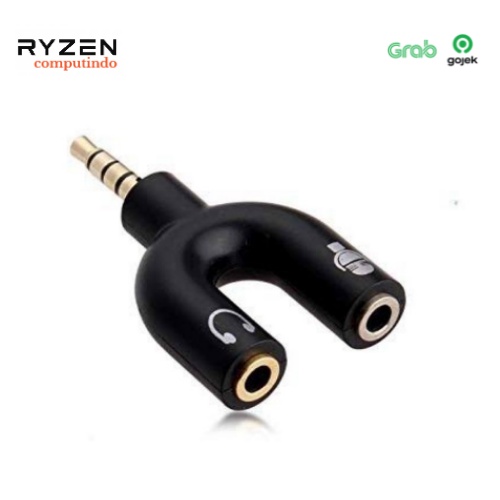 Jual Audio Splitter 2 in 1 U Shape/ Audio Splitter U shape 2 in 1 Mic ...