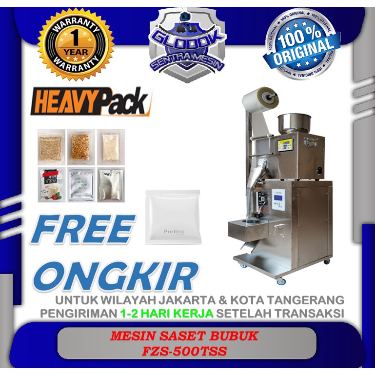 Jual Mesin Packing/Kemas Sachet Otomatis Butiran/Bubuk FZS-500TSS HEAVYPACK | Shopee Indonesia