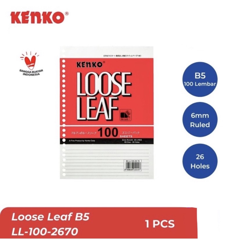 Jual Kenko Loose Leaf B5 Kertas Binder 100 Lembar [B5 LL 100-2670 ...