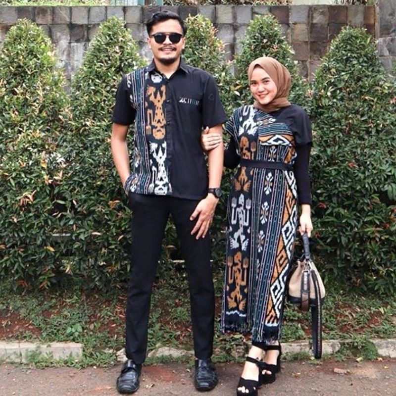 Jual Set Couple Tenun Motif Asmat Baju Tenun Sarimbit Keluarga Baju ...