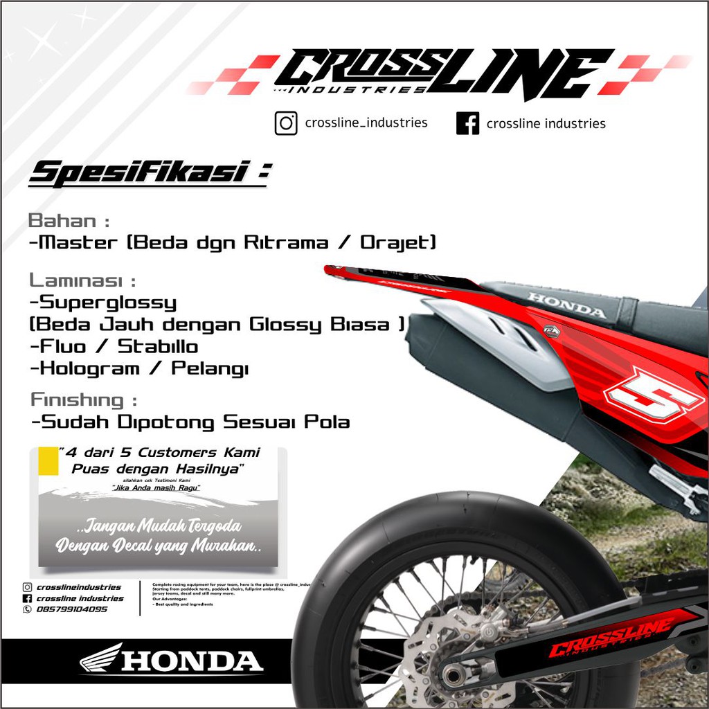 Jual Sticker CRF 150 L supermoto merah hitam Terbaru Bisa custom Keren ...