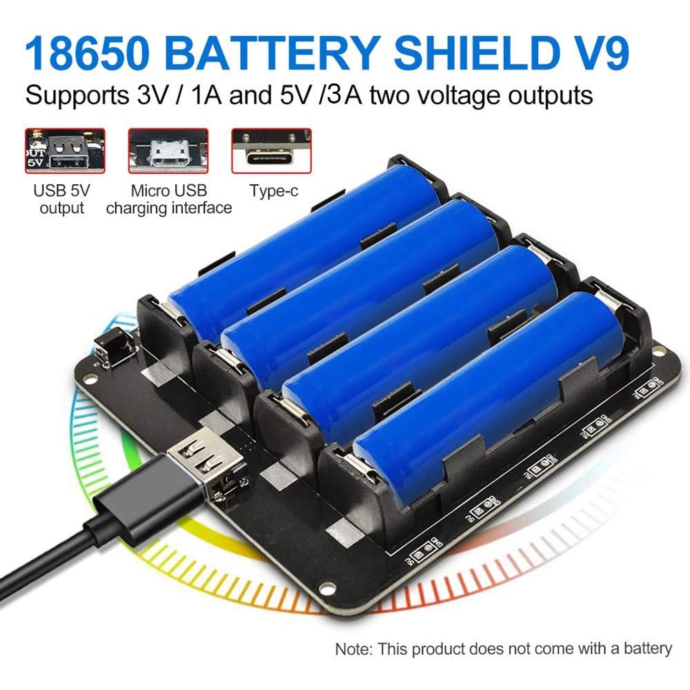 Jual 4 Slot Li-ion 18650 Litium Battery Shield USB Power Supply Lithium ...