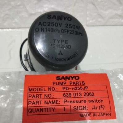 Jual PRESSURE SWITCH OTOMATIS POMPA AIR SANYO TYPE PD-H255JP/PD-H255F ORIGINAL JAPAN | Shopee ...