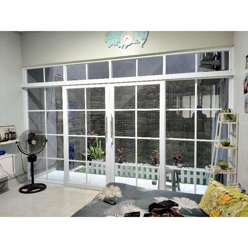 Jual Partisi aluminium dan pintu sliding double motif ornamen | Shopee ...