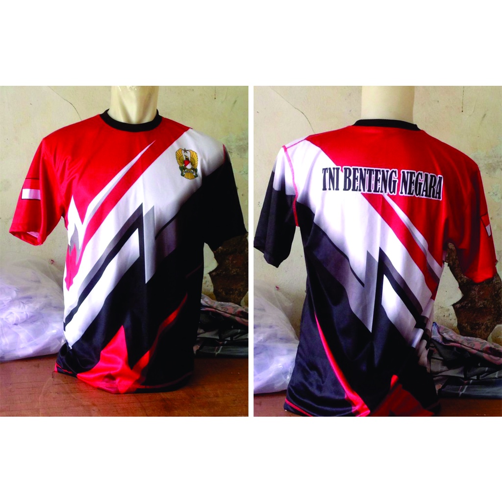 Jual Baju kaos jersey bendera motif(tni-ad) | Shopee Indonesia