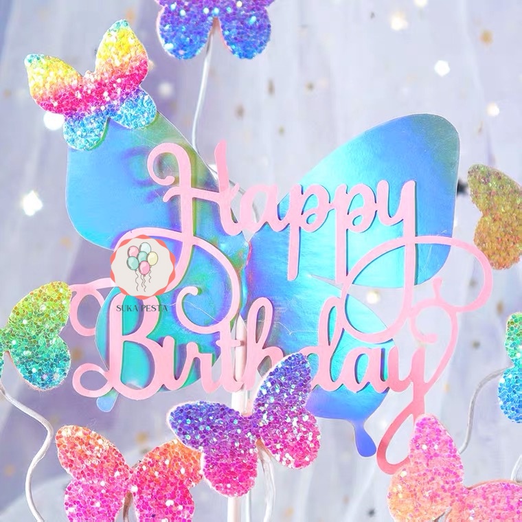 Jual CAKE TOPPER HBD HOLOGRAM KUPU-KUPU / TUSUKAN HIASAN KUE ULTAH ...