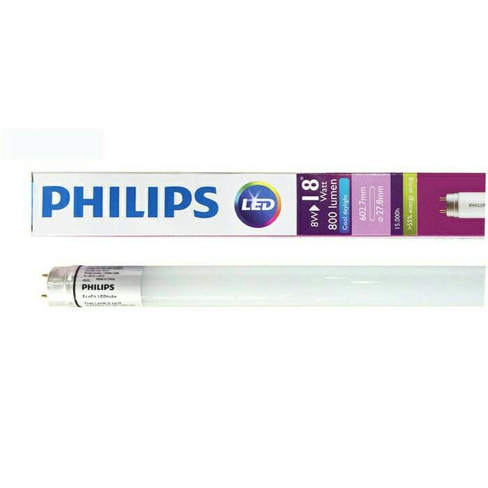 Jual LAMPU TL LED PHILIPS LED T8 LED TL ECOFIT PHILIPS 8W 8 WATT 60CM ...
