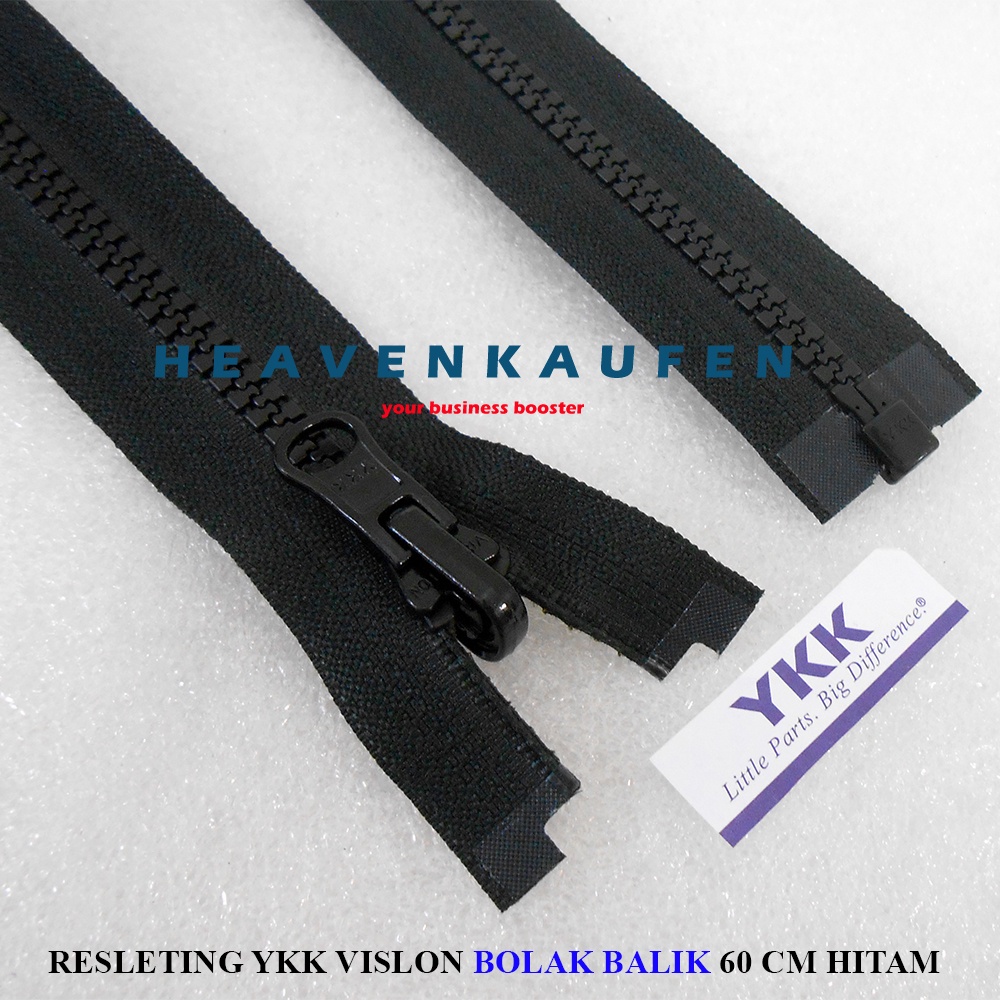 Jual Resleting Zipper Jaket YKK Vislon Bolak Balik 60 cm / 24 inch Warna Hitam Open End Buka ...