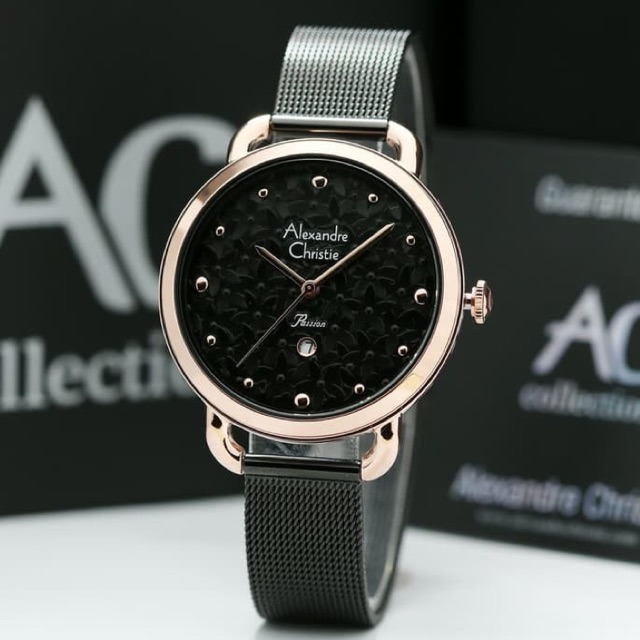 Jual Jam Tangan Wanita/Cewek Alexandre Christie AC 2795 Rosegold Black ...