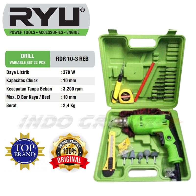 Jual RYU RDR 10-3 REB Mesin Bor Listrik 10mm Bor Besi Kayu Plus Koper ...