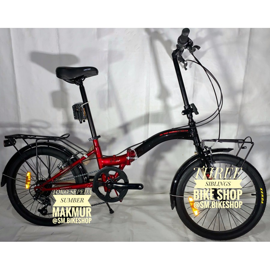 Jual SEPEDA LIPAT UNITED STYLO 20 INCH 5 SPEED WARNA HITAM MERAH ...