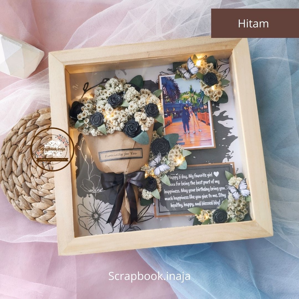Jual Scrapframe Dried Flower Bucket in Frame 3D Hadiah Wisuda | Kado ...