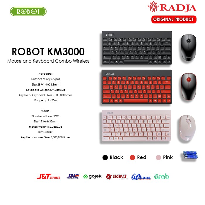 Jual Combo Wireless Keyboard and Wireless Mouse ROBOT KM3000 _ ORI ...