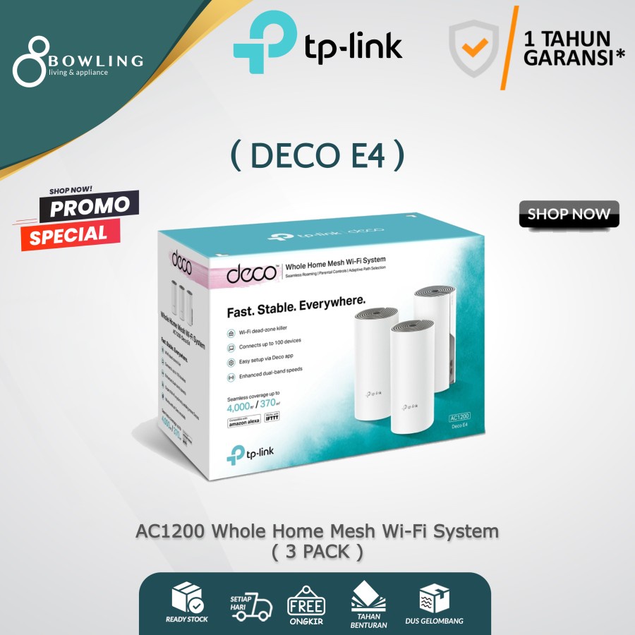 Jual Tp Link Deco E4 3 Pack AC1200 Whole Home Mesh Wifi System ( 3 PCS ...