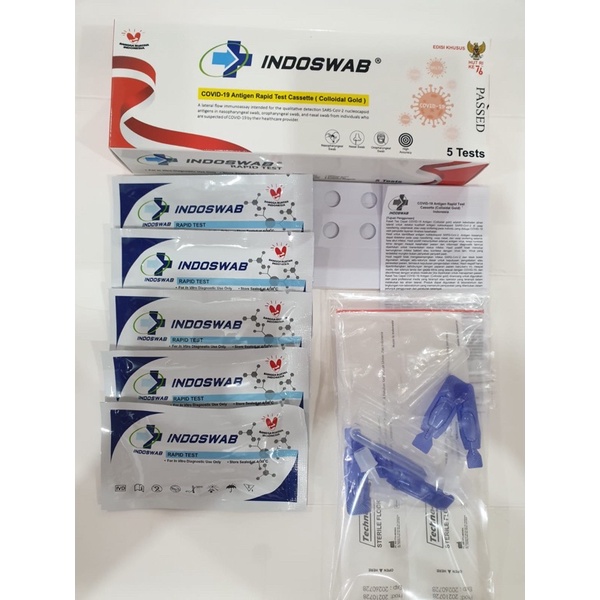 Jual Rapid Test Antigen Covid-19 Indoswab isi 5pcs (metode colok hidung ...