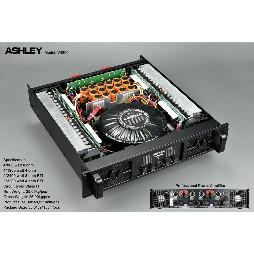 Jual POWER AMPLIFIER ASHLEY V4800 ( 4 CHANNEL ) ORIGINAL | Shopee Indonesia