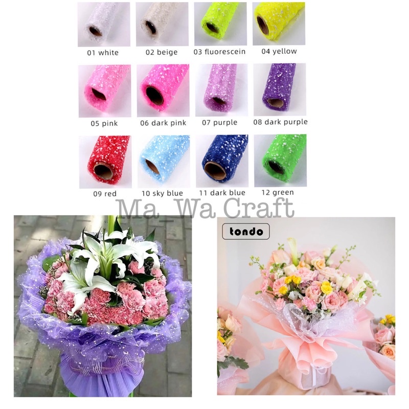 Jual tile salju jaring snow Kertas bunga korean net roll pembungkus ...