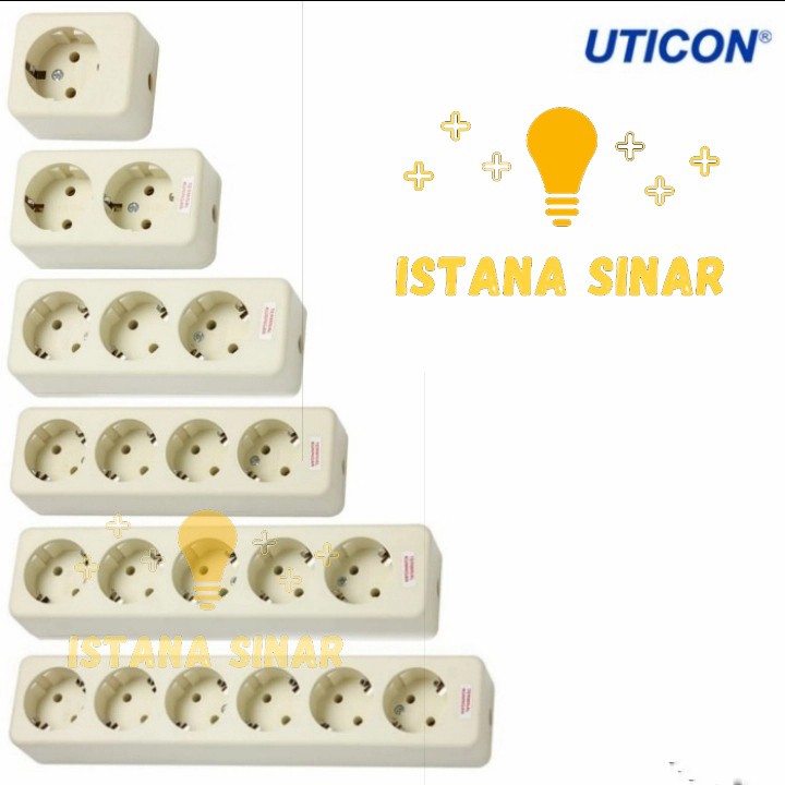 Jual Stop Kontak Arde Uticon 1 2 3 4 5 6 Lubang Terminal Kuningan / Colokan Listrik Uticon / SNI ...