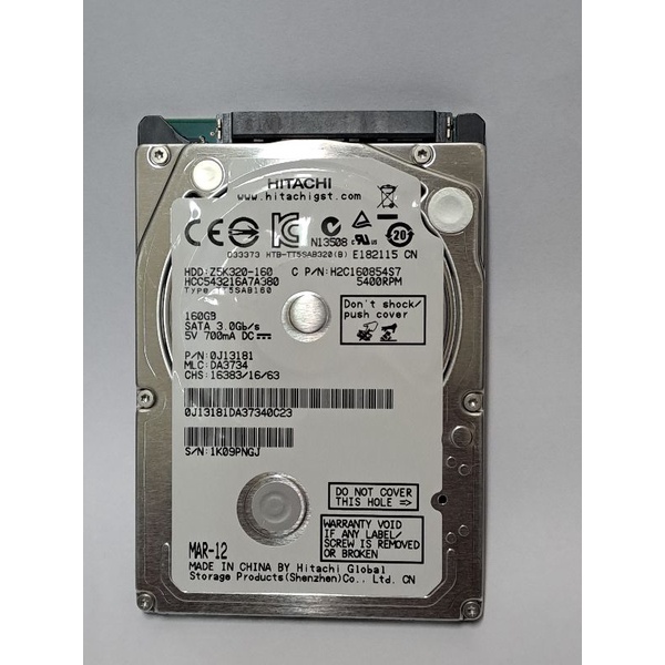 Jual Hardisk Laptop 160 GB Hitachi Internal 2,5 Inchi Sata - HDD ...