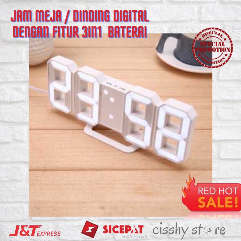 Jual Jam Meja / Dinding Digital dengan fitur 3in1 Jam Suhu dan Tangga ...