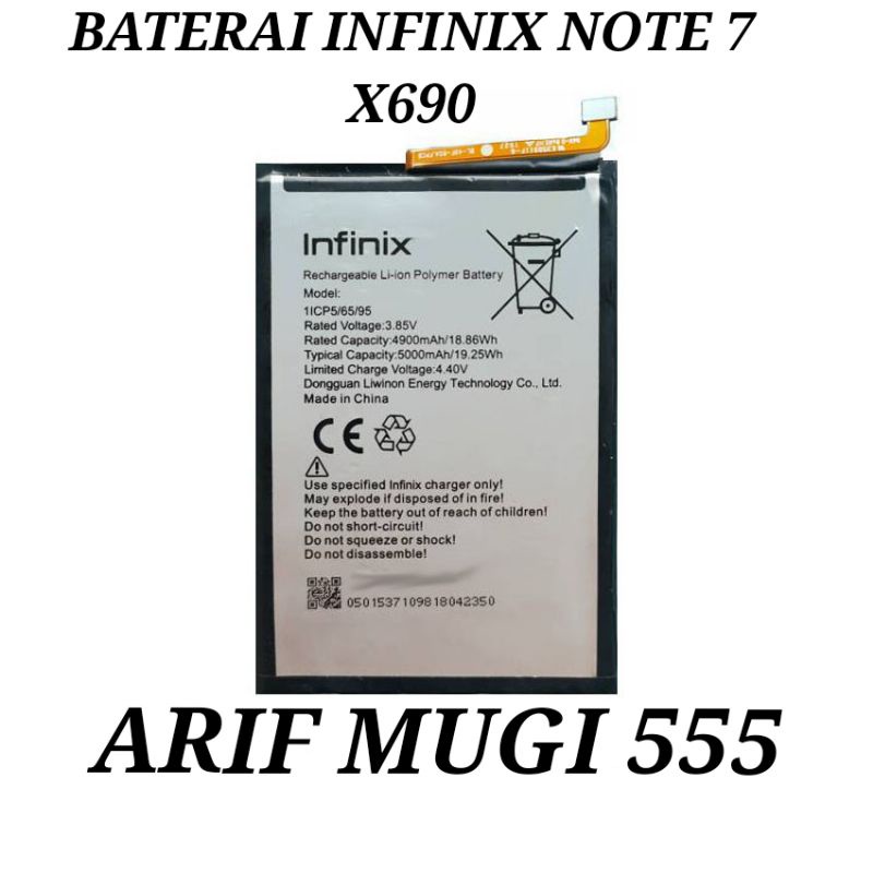 Jual BATERAI BATRAI BATTERY BATRE BATU HP INFINIX NOTE 7 X690 ORIGINAL ...