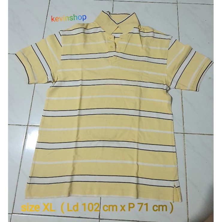 Jual polo shirt kerah salur kuning garis putih hitam ( second like new ) | Shopee Indonesia