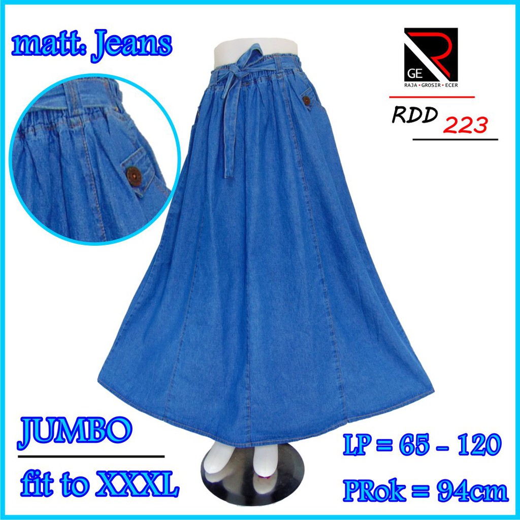 Jual Rok Jeans JUMBO XXXL pecah delapan Biru Muda | Shopee Indonesia