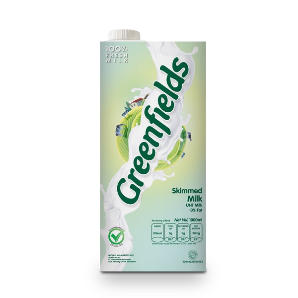 Jual GREENFIELDS UHT HI-CALCIUM SKIMMED 1 LITER - SUSU | Shopee Indonesia