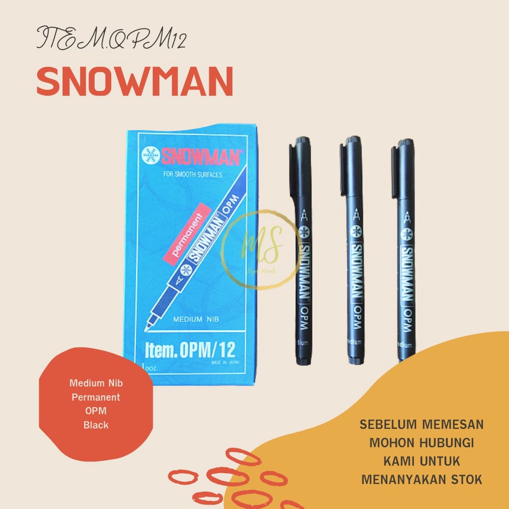 Jual Spidol Hitam Permanent Spidol Hitam Snowman MEDIUM NIB PERMANENT ...