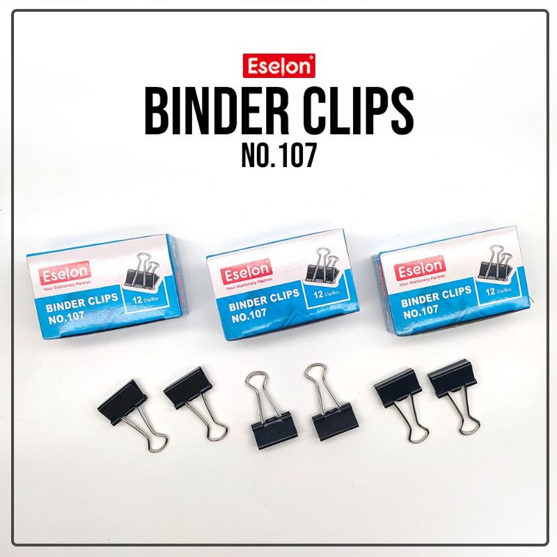 Jual (isi 12pcs) Binder Clips sedang No 107 Eselon Murah / Klip ...