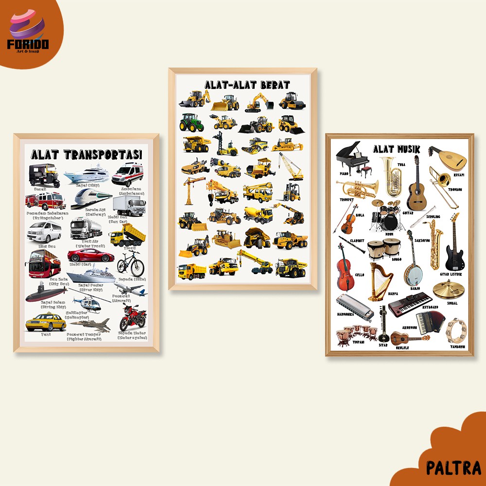 Jual POSTER ANAK EDUKASI BELAJAR PENGENALAN ALAT TRANSPORTASI DAN ALAT ...