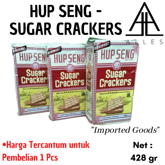 Jual Hup Seng Sugar Crackers / Biskuit Manis/ Biskuit Gula 428 gr ...