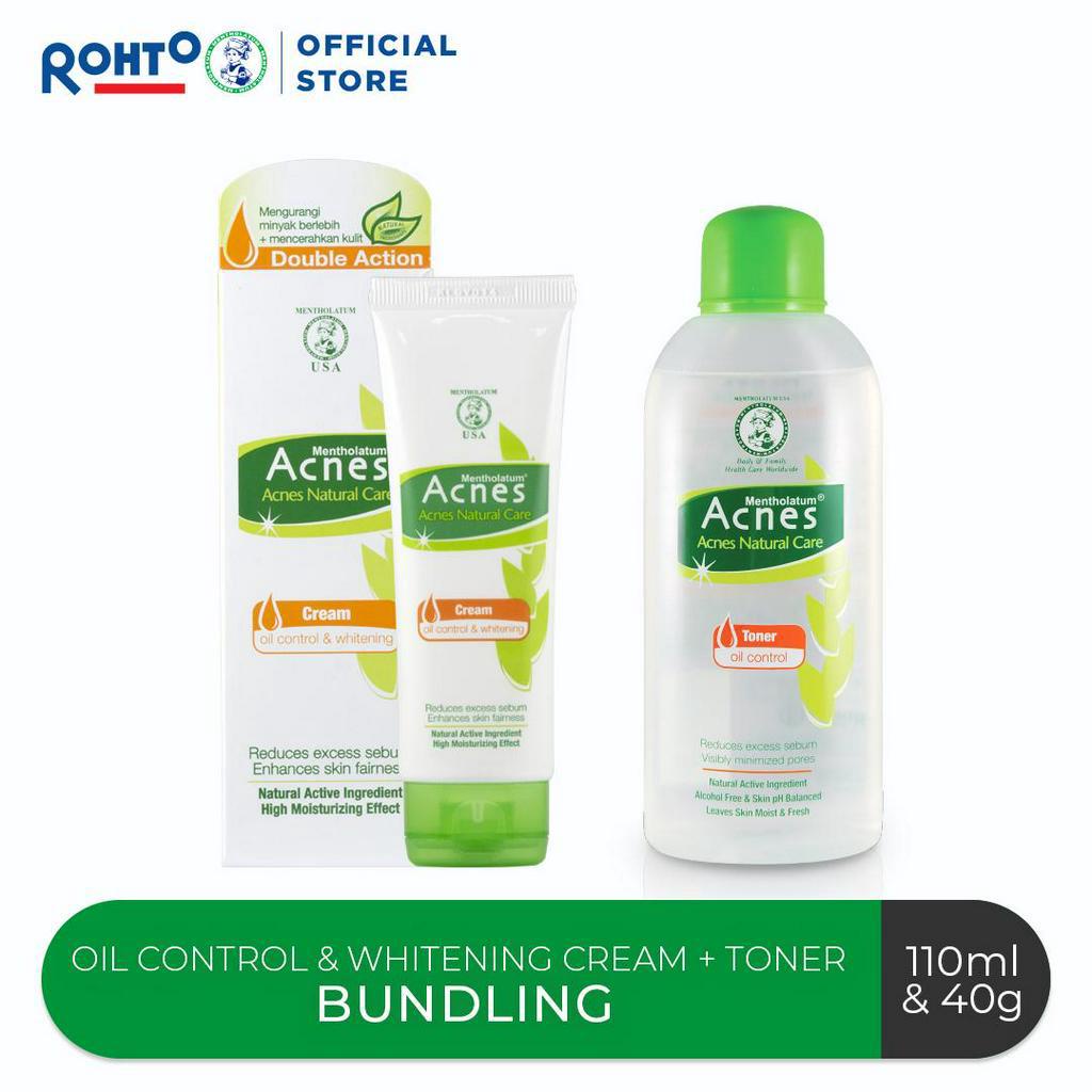 Jual Acnes Natural Care Oil Control & Whitening Cream 40 gr + Facial ...