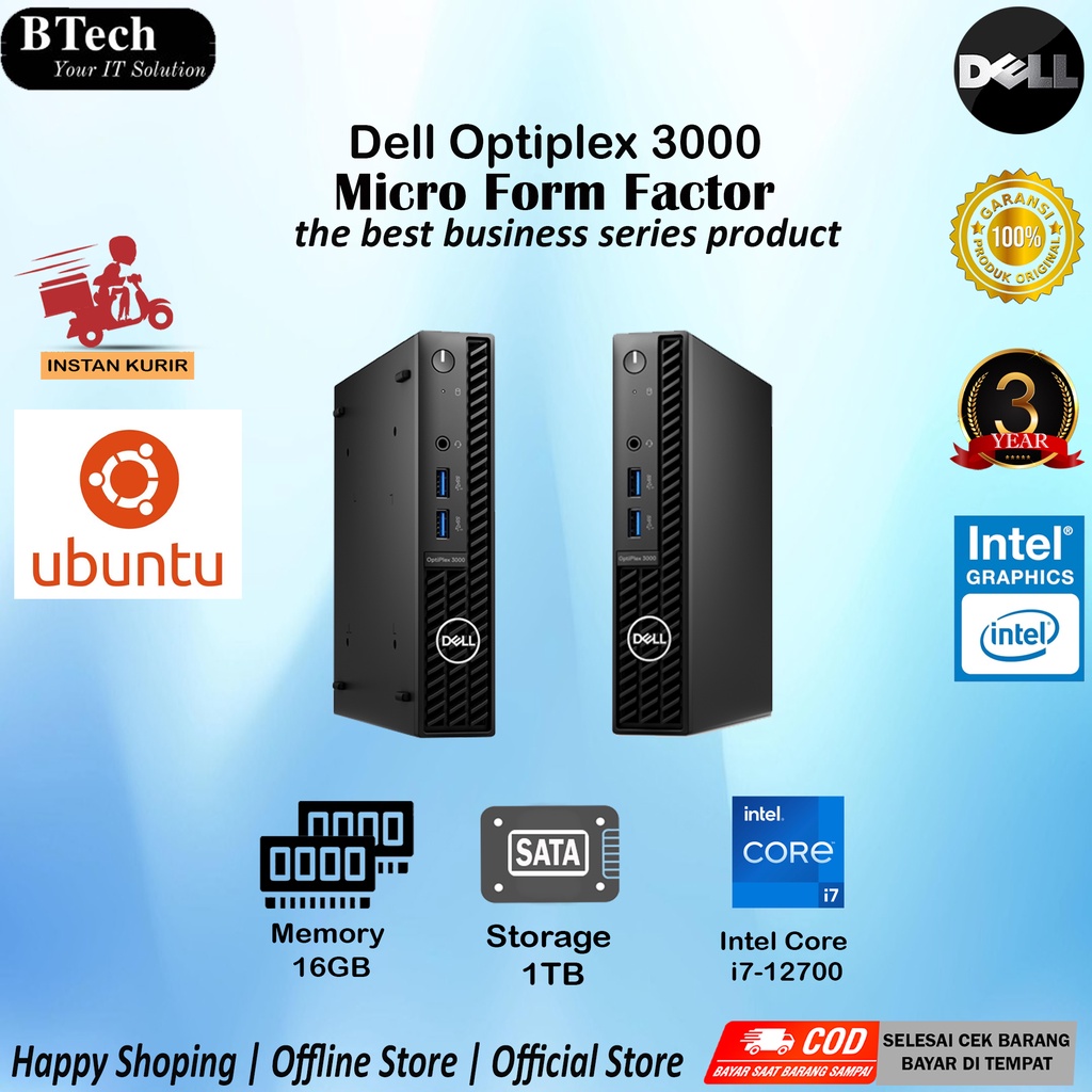 Jual Dell Optiplex 3000 Micro Intel Core i7-12700 16GB 1TB SATA DOS PC ...
