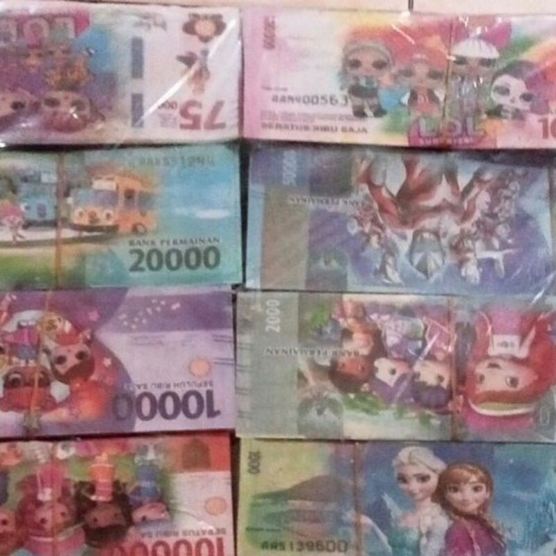 Jual uang mainan karakter satu pak isi 10 lembar ya | Shopee Indonesia