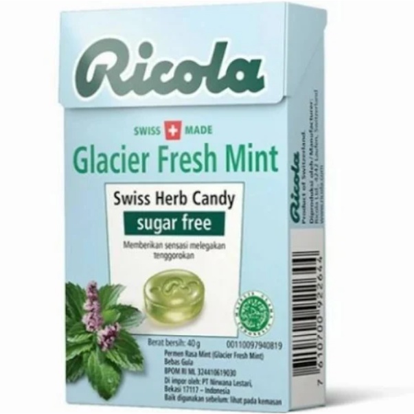 Jual Ricola Glacier Fresh Mint Permen Pelega Tenggorokan Bebas Gula 40G ...