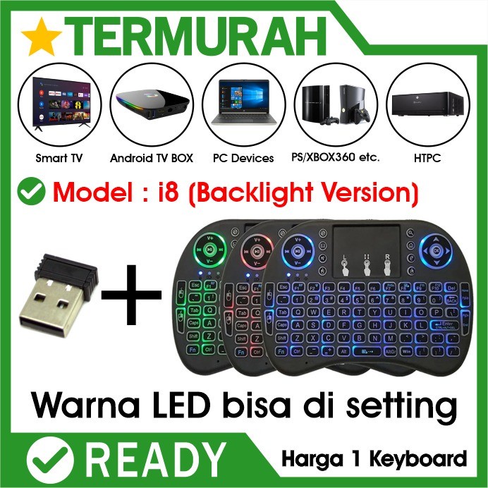 Jual Mini Keyboard Wireless LED Mouse touchpad smart TV CCTV remote Box ...