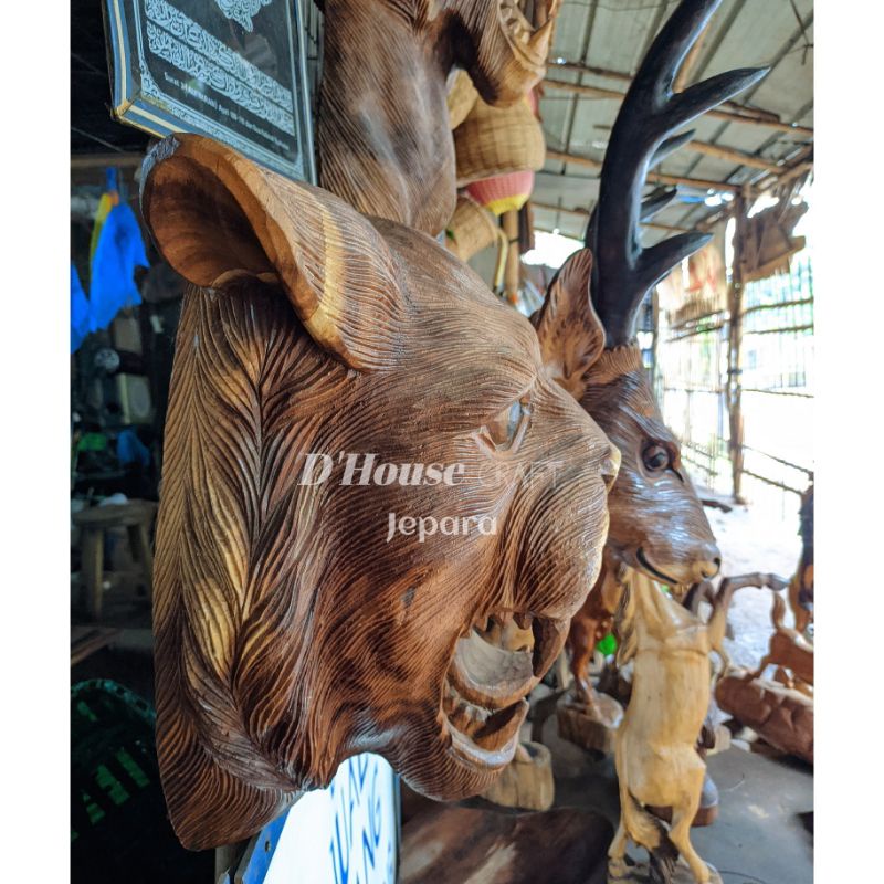 Jual Hiasan Dinding Kepala Macan Kayu Jati | Shopee Indonesia