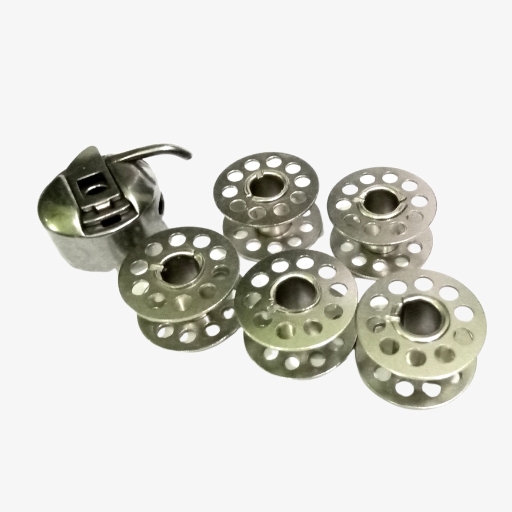 Jual paket sekoci dan 5 pcs bobbin spool mesin jahit hitam jadul klasik ...