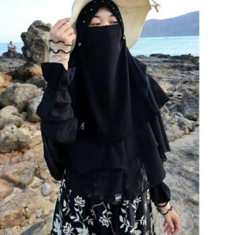 Jual PED MANIK02 cadar poni kancing niqab bandana payet cadar murah ...