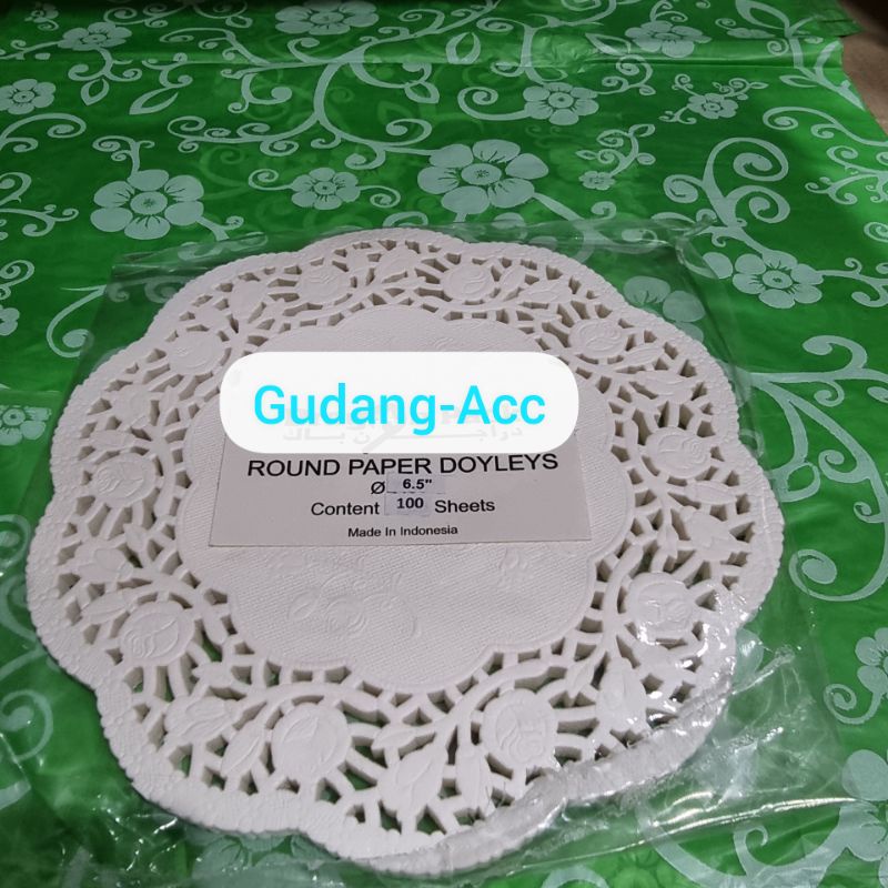 Jual Kertas Doilies Paper Round uk 6,5 inchi Flower MG White isi 100 ...