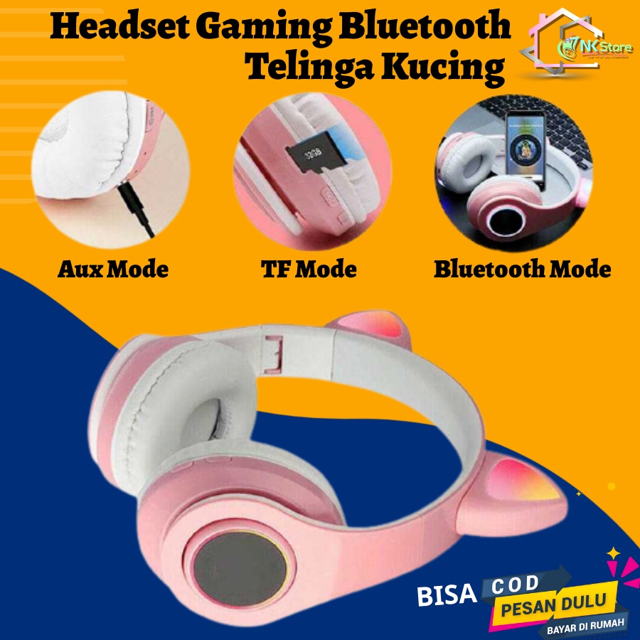 Jual Headphone Headset Hedset Telinga Kuping Kucing Gaming Bluetooth ...