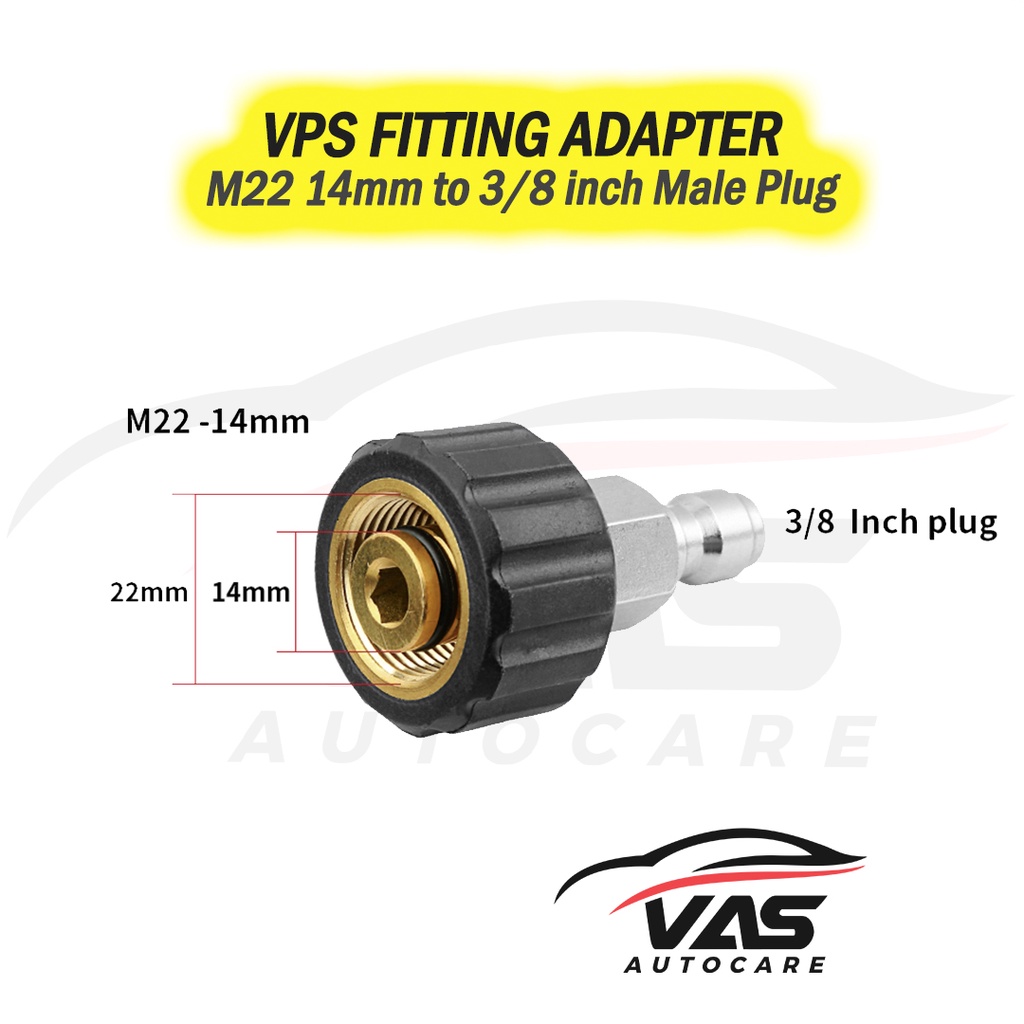 Jual VPS Fitting Adapter Converter M22 14mm & 15mm to 3/8 inch Quick ...