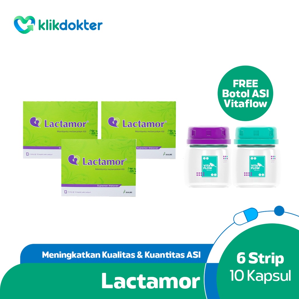 Jual Bundling 3 Lactamor (6 Strip) Free Botol Asi Vitaflow | Shopee ...