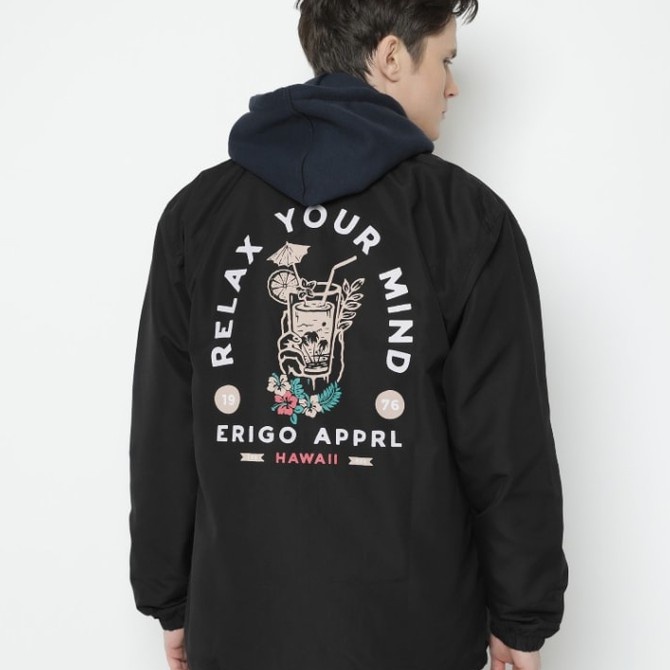Jual ergio Erigo Coach Jacket Your Mind Black | Shopee Indonesia