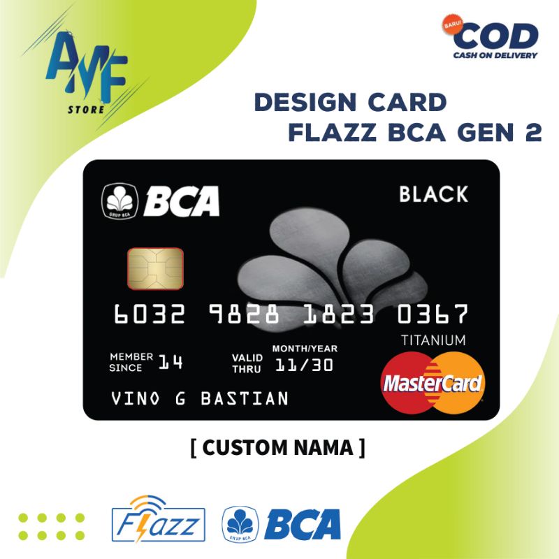 Jual Kartu FLAZZ BCA GEN 2 Terbaru Design Black Card Custom Nama Cetak 1 sisi { Saldo 0 ...