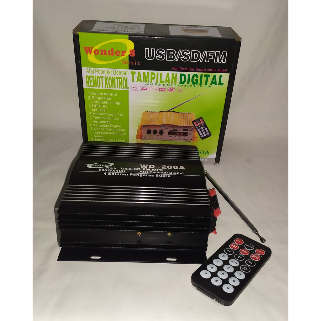 Jual Power Ampli Mobil USB MP3 PLAYER DIGITAL WONDER 8 WD-200A DC 12V ...