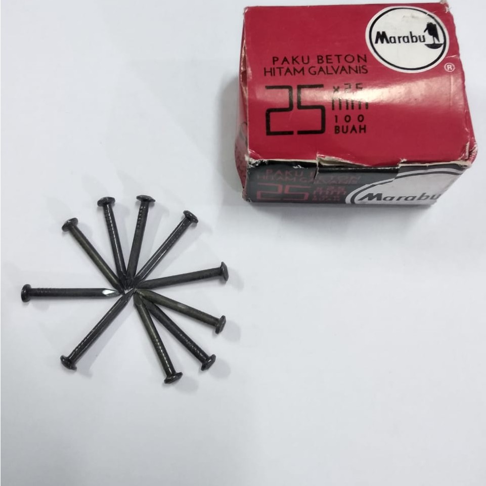 Jual Paku Beton Hitam Galvanis Asli Marabu 100 Pcs 2 2.5 3 4 Cm /Paku Beton Marabu Per BOX ...