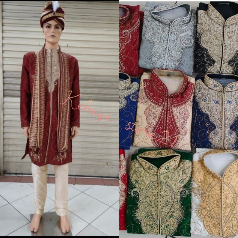Jual Set Baju sherwani india cowok plus syal/ sherwani India/ stelan ...