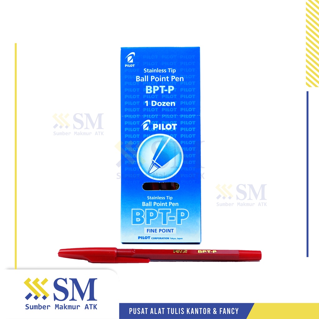 Jual (PAK) PULPEN / BALLPOINT PILOT BPTP MERAH ISI 12 PCS | Shopee ...